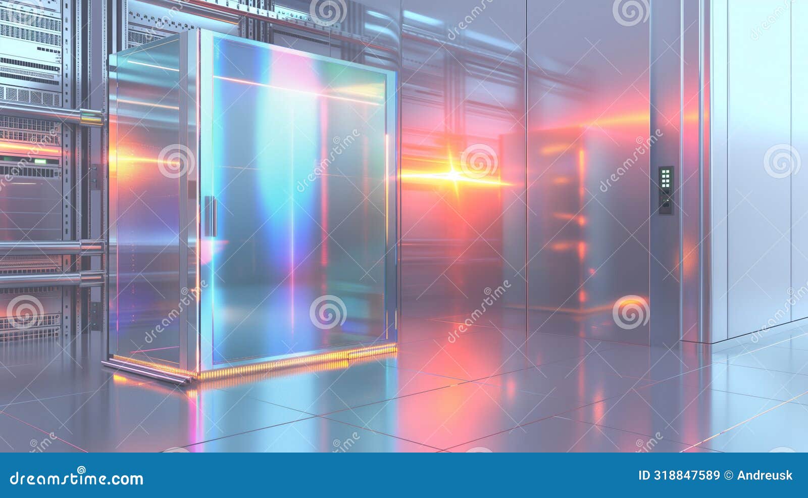 Futuristic Modern Server Room, Concept of AI Calculations and Quantum ...