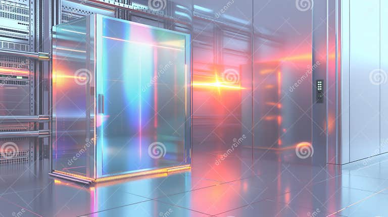 Futuristic Modern Server Room, Concept of AI Calculations and Quantum ...