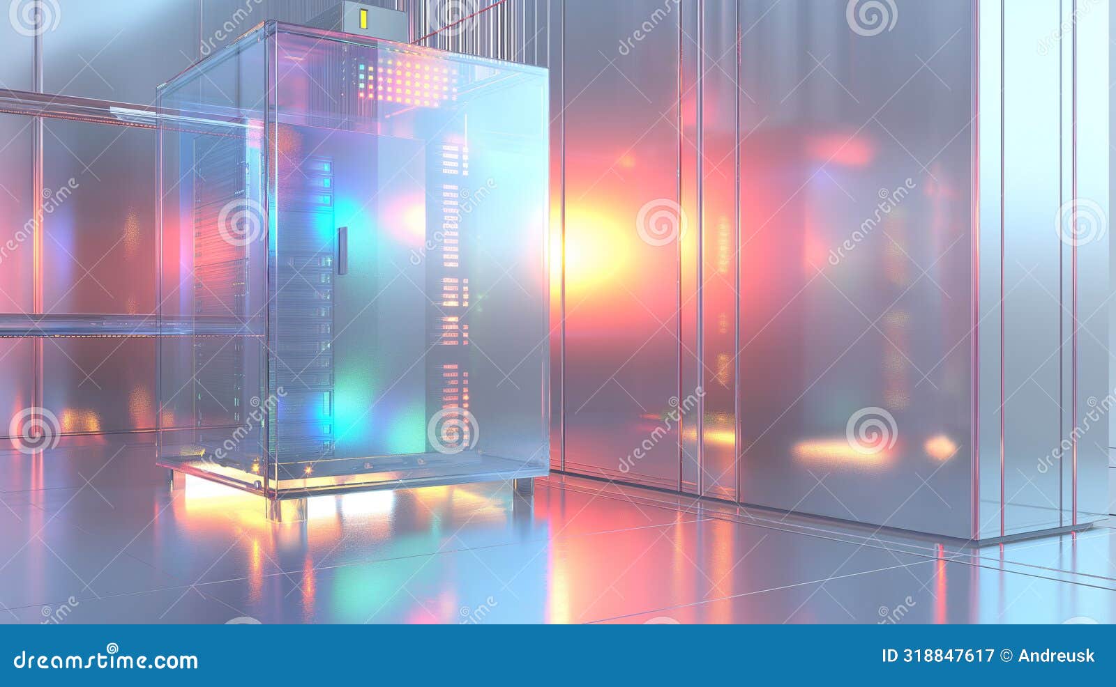 Futuristic Modern Server Room, Concept of AI Calculations and Quantum ...