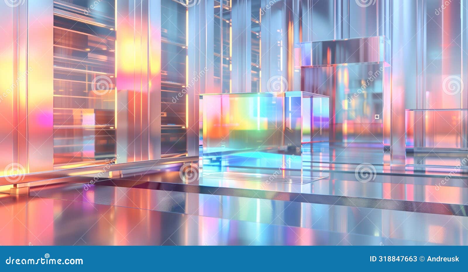 Futuristic Modern Server Room, Concept of AI Calculations and Quantum ...