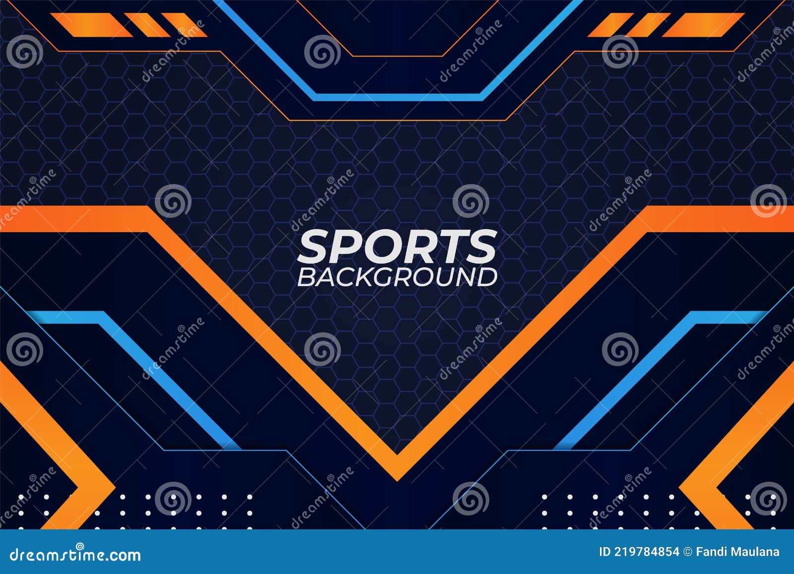Futuristic Modern Sports Background Blue and Orange with Hexagon ...