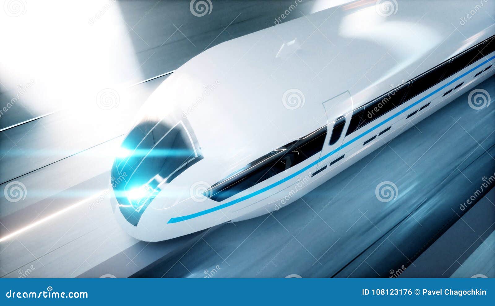 Futuristic Modern Train, Monorail Fast Driving In Sci Fi Tunnel ...