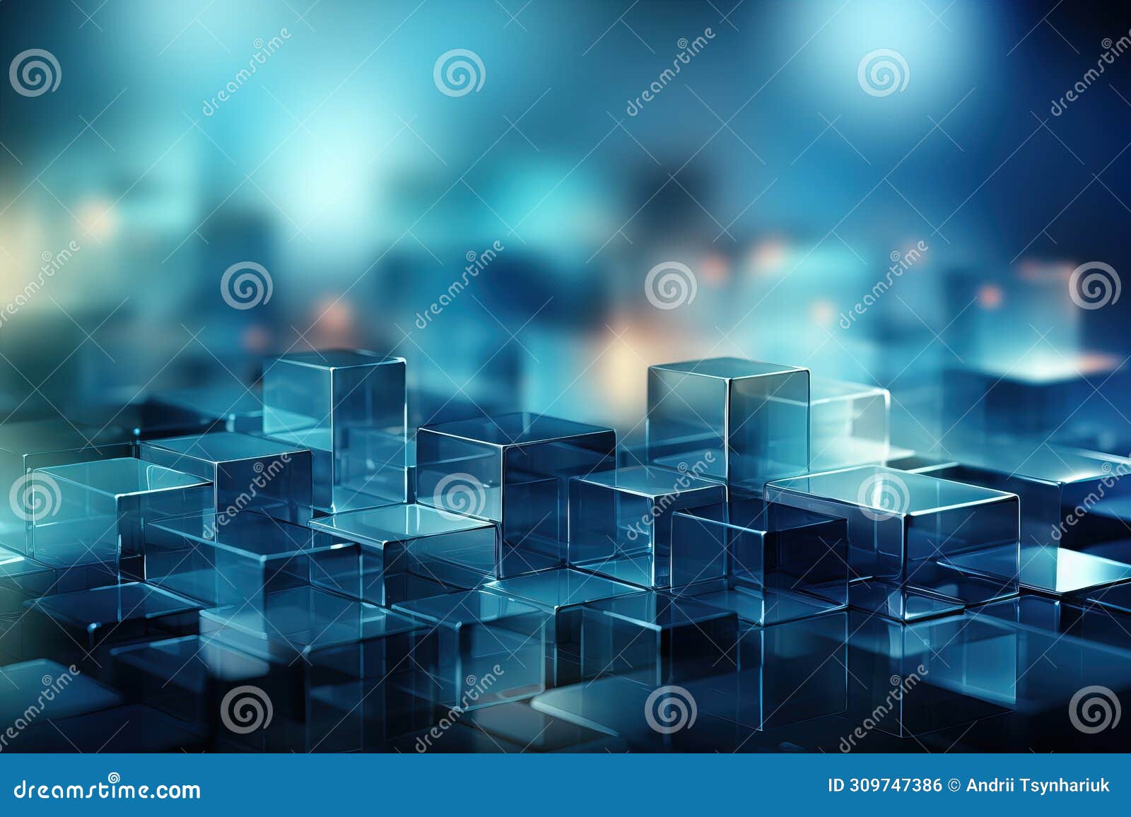 Futuristic Modern Wallpaper of the Future. 3D Abstract of Blue Squares ...