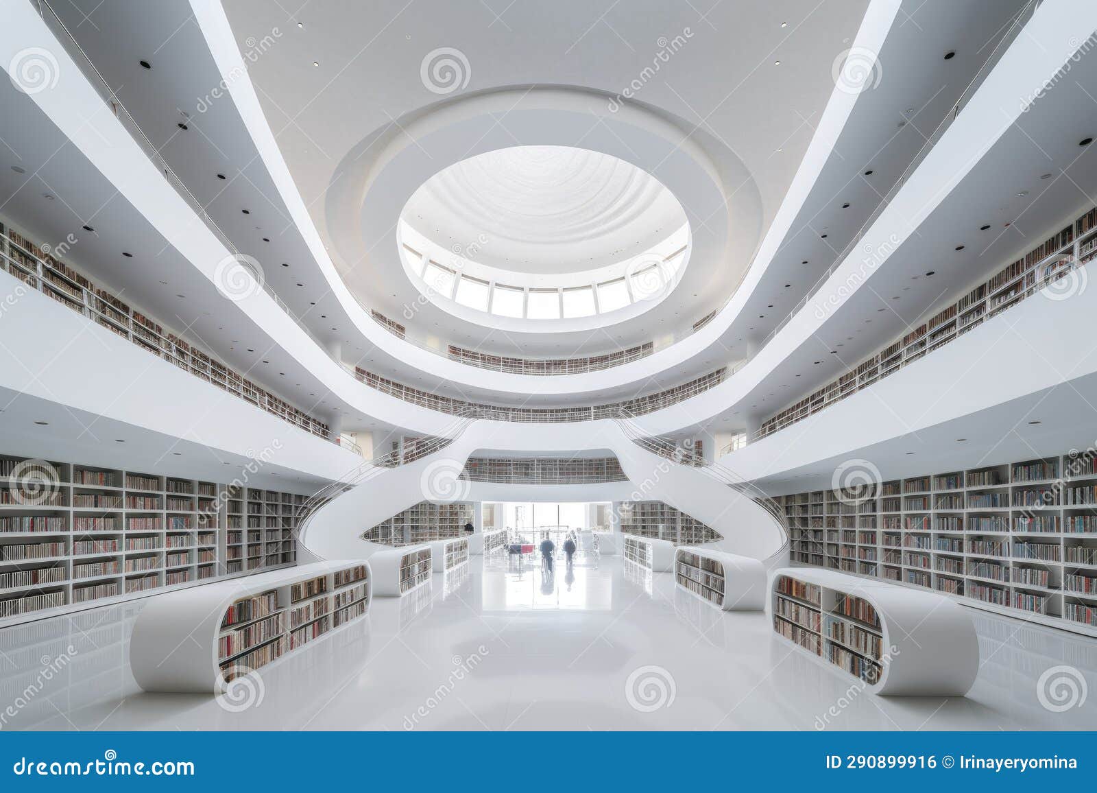 Futuristic Modern White Public Library. Light And Spacious Modern ...