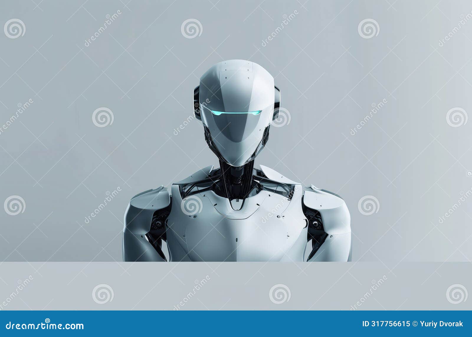 Futuristic Modern White Robot Cyber Illustration with Place for Text ...