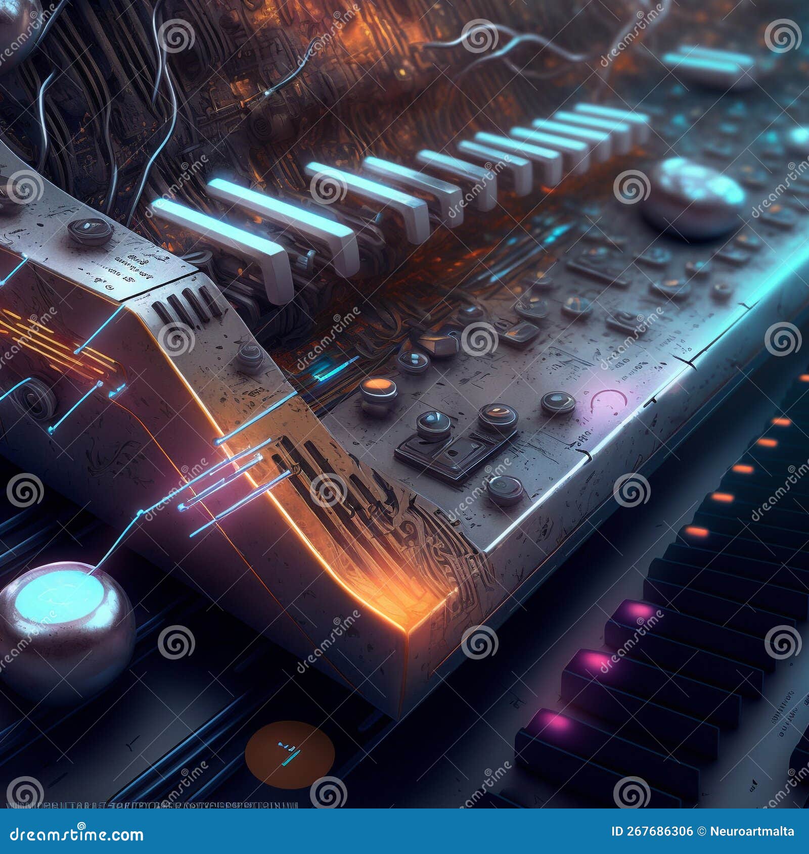 Futuristic Modular Synthesizer Stock Photo - Image of render, music ...