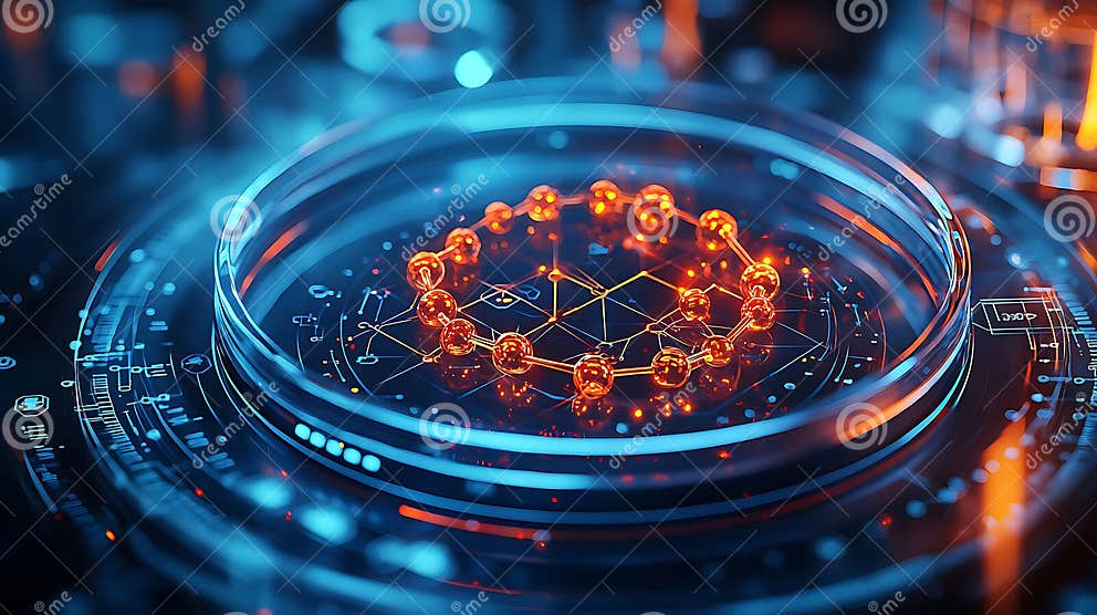Futuristic Molecular Diagrams with Glowing Elements and Digital ...