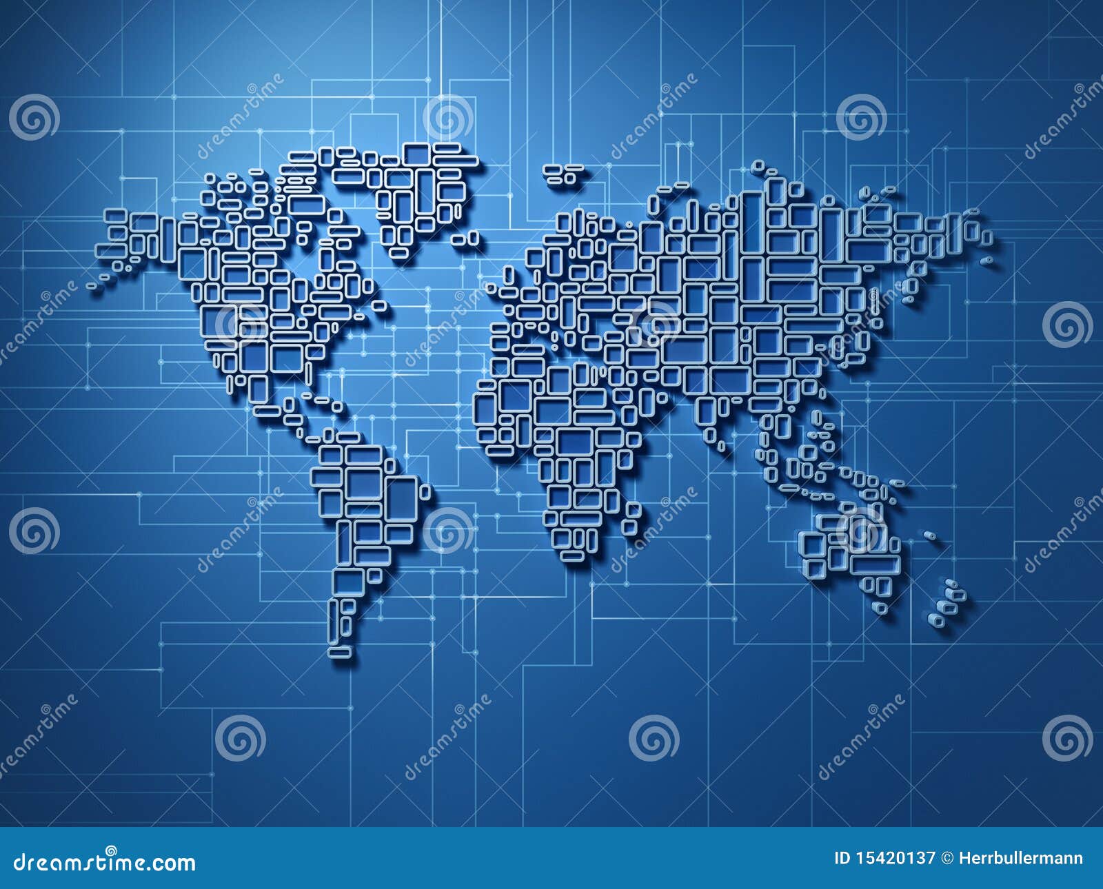 Futuristic Mosaic World Map Stock Illustration - Illustration of cable ...