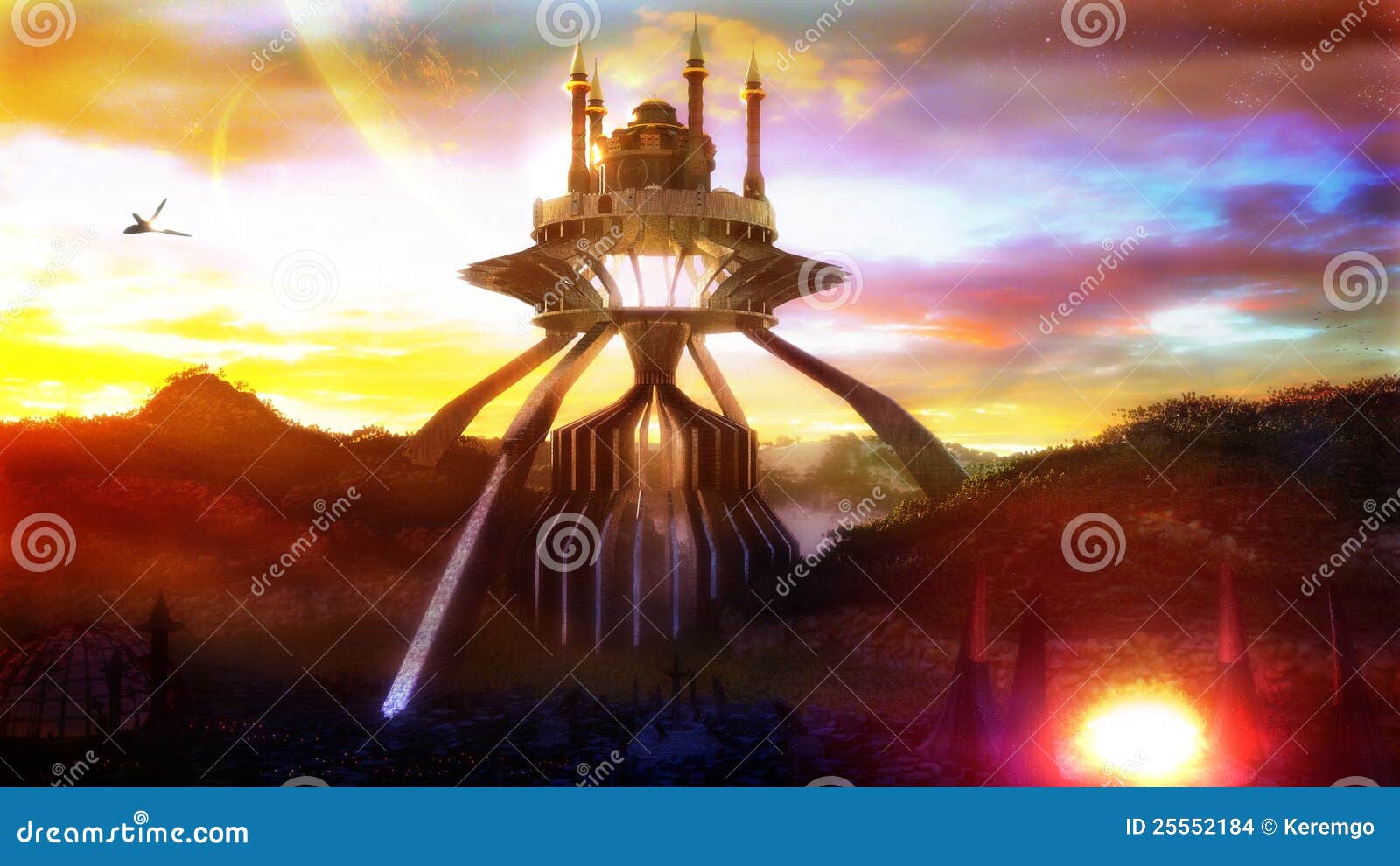 Futuristic Mosque stock illustration. Illustration of architecture ...