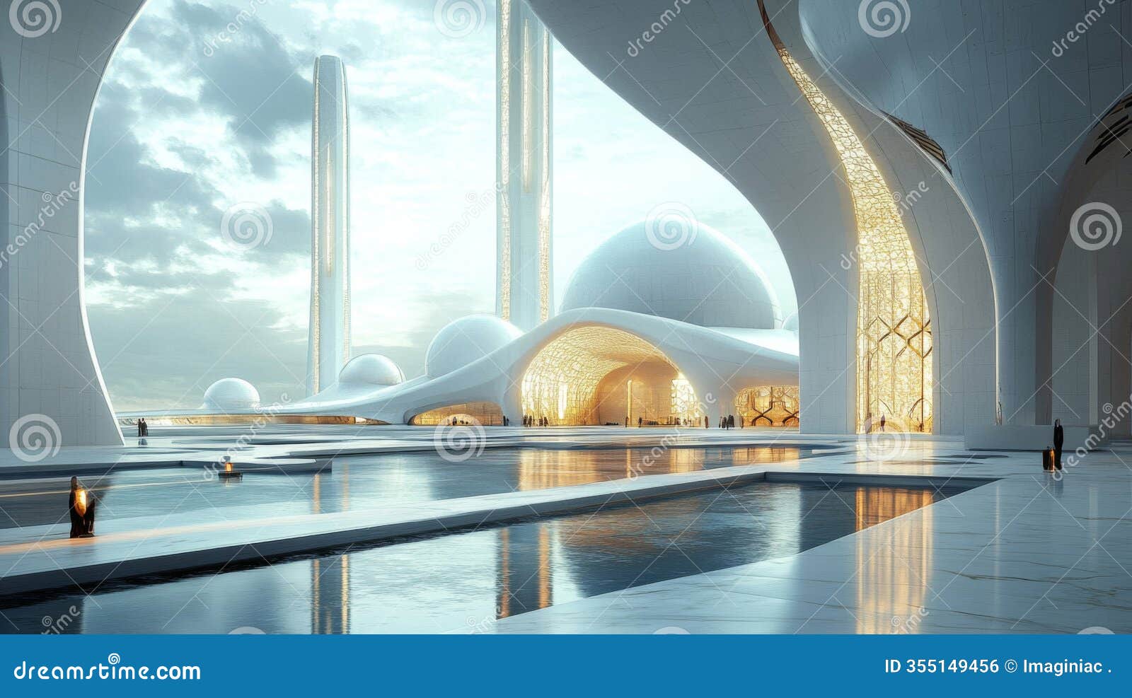 Futuristic Mosque Architectural Design Modern White Structure Stock ...