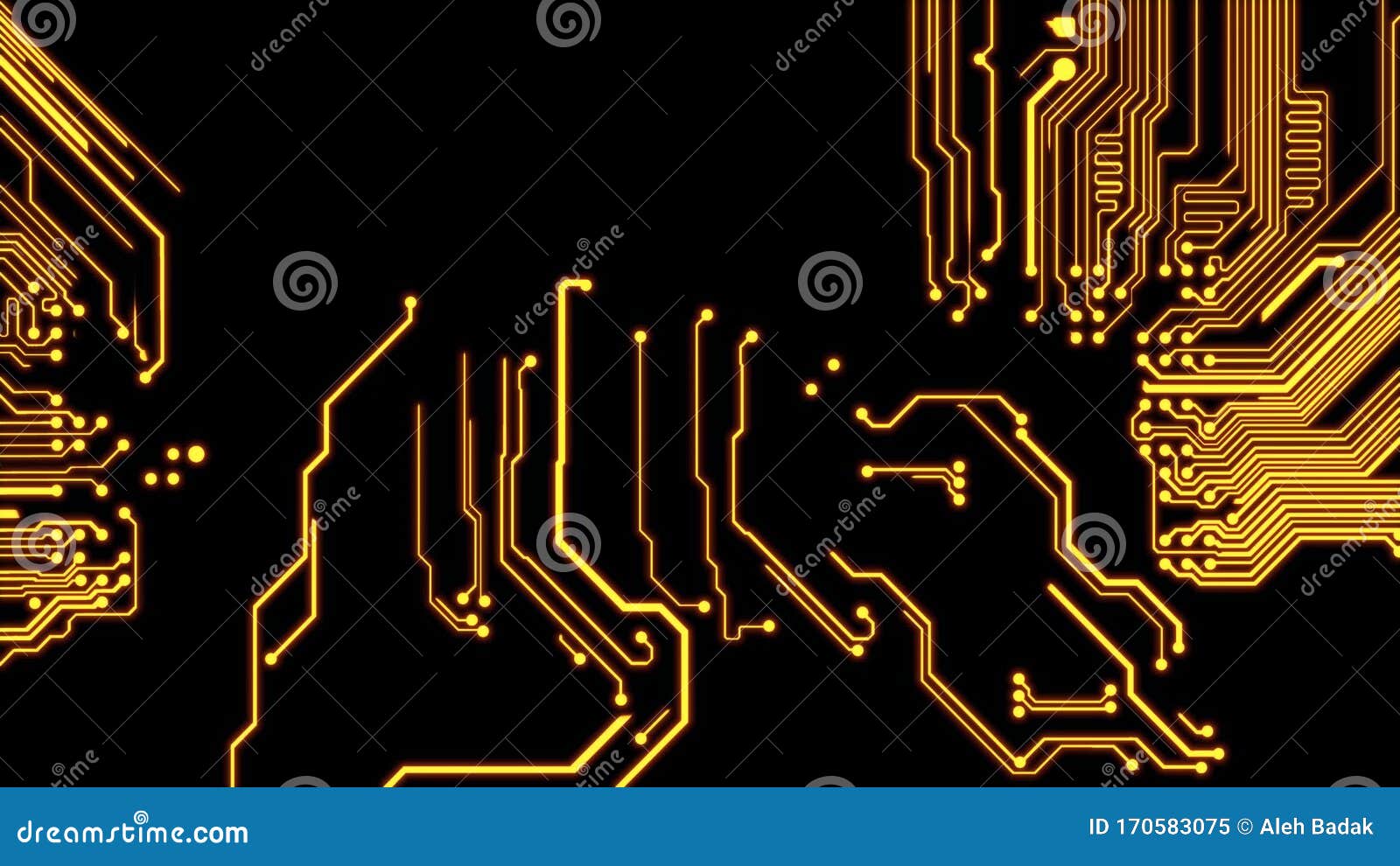 Futuristic Motherboard Circuit Graphic Animation Background. Printed ...