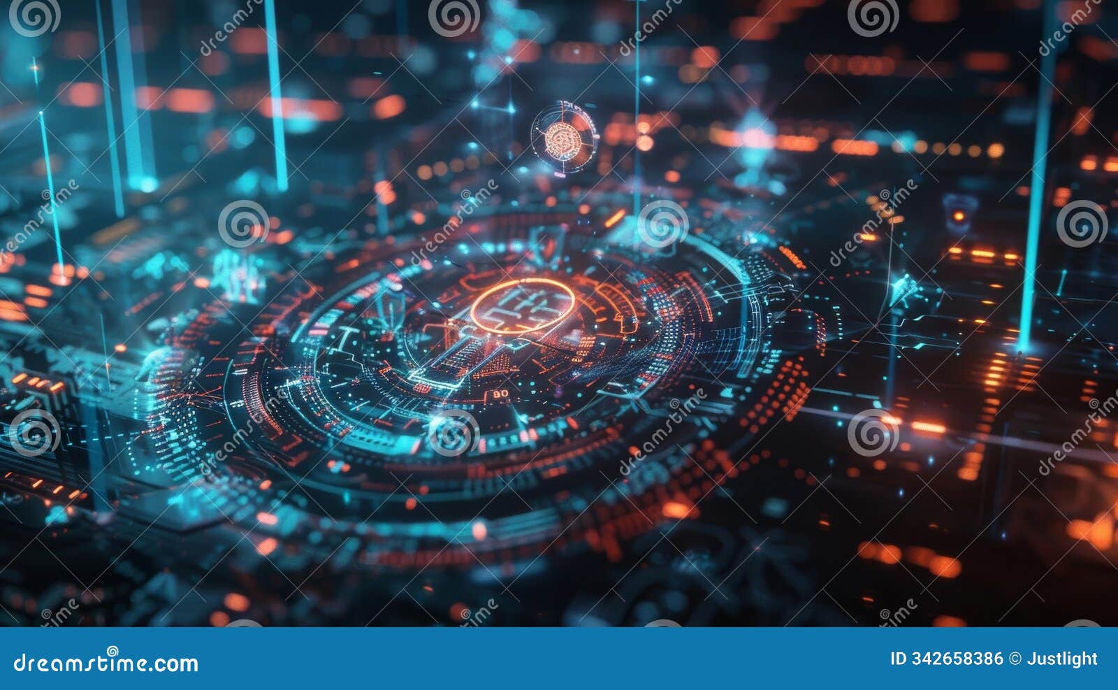 Futuristic Motherboard With Neon Pink And Blue Circuits Royalty-Free ...