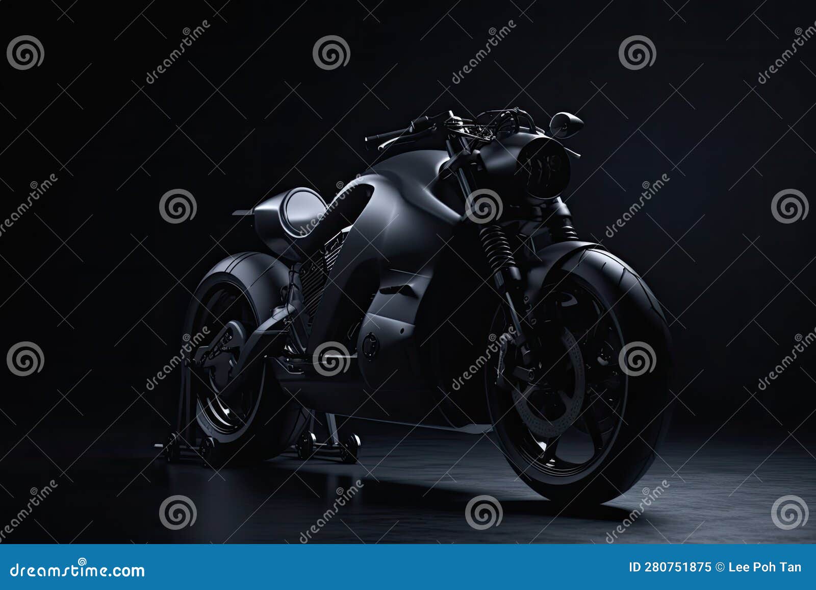 Futuristic Motorcycle in the Dark Stock Illustration - Illustration of ...