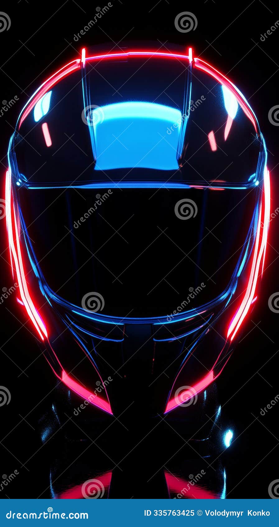 Futuristic Motorcycle Helmet with Neon Lights Stock Image - Image of ...