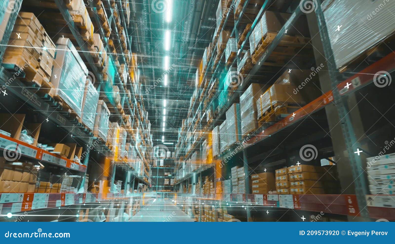 Futuristic Multi-level Warehouse Stock Footage - Video of connect, data ...