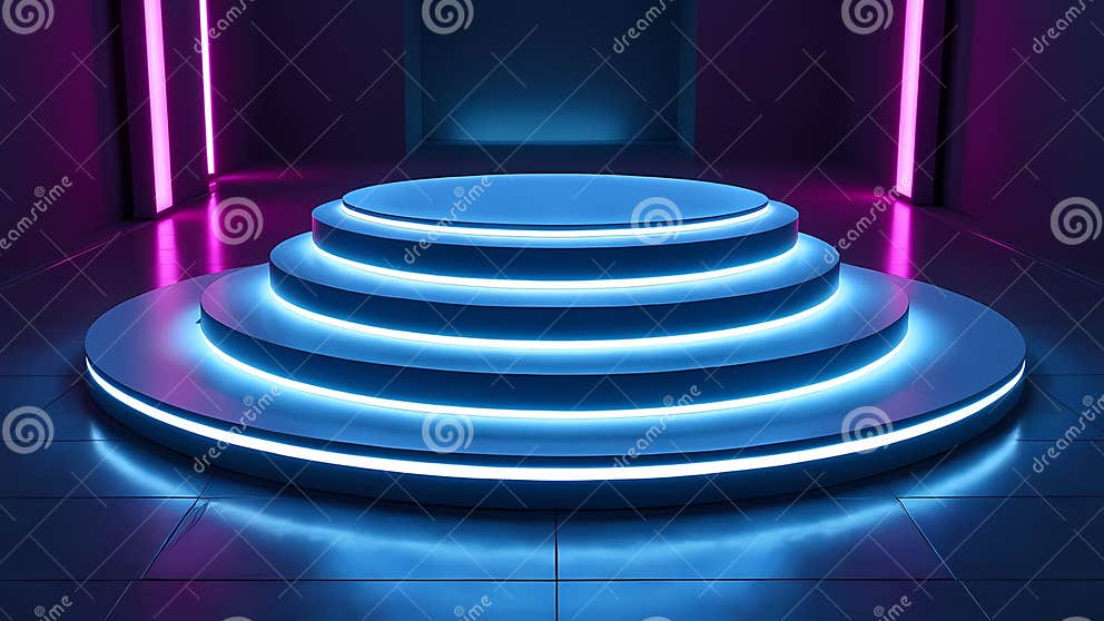 Futuristic Multi-Tier Neon Platform with Dynamic Aesthetic Stock ...