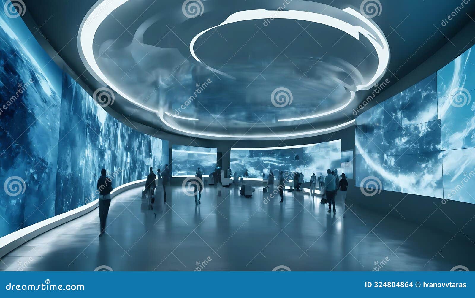 Futuristic Museum with Immersive Digital Art and Installations Stock ...
