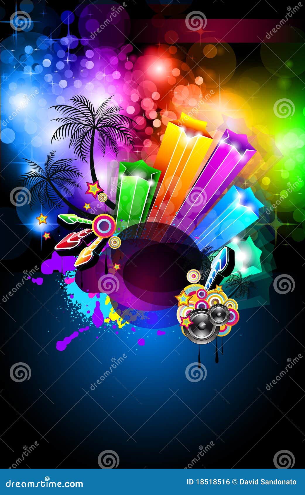 Futuristic Music Disco Background Stock Vector - Illustration of party ...