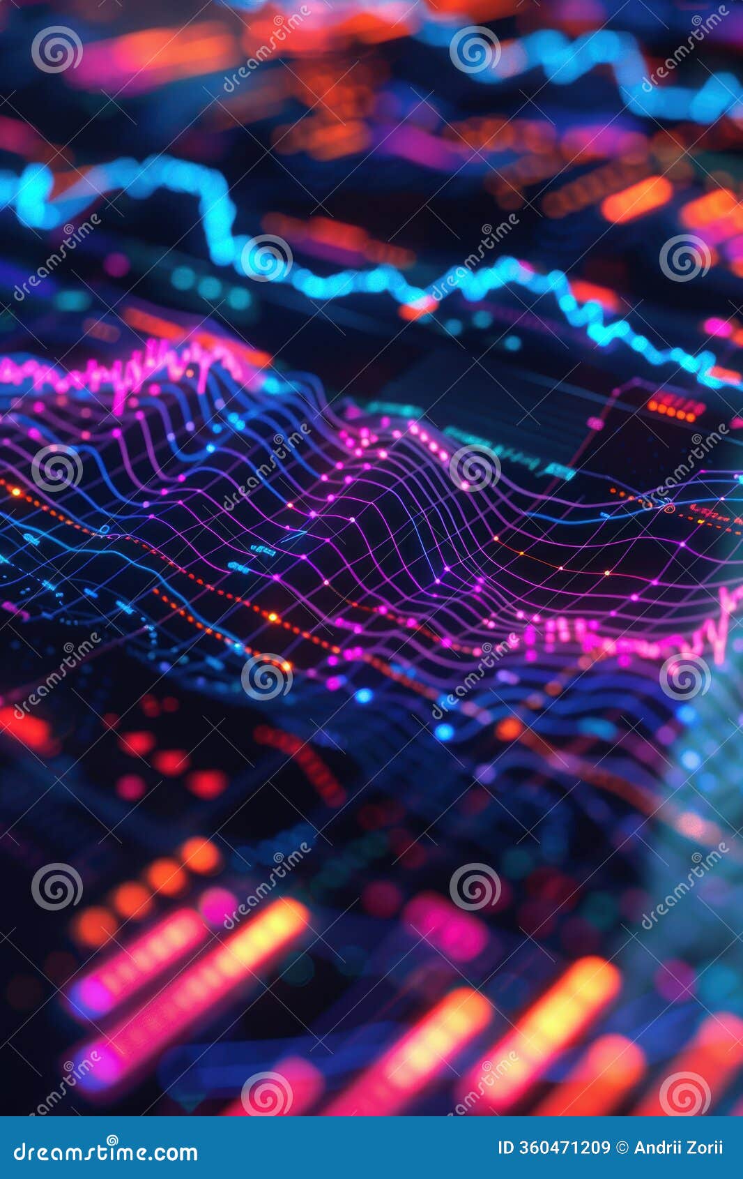 Futuristic Music Visualization App Interface with Vibrant 3D Sound Wave ...