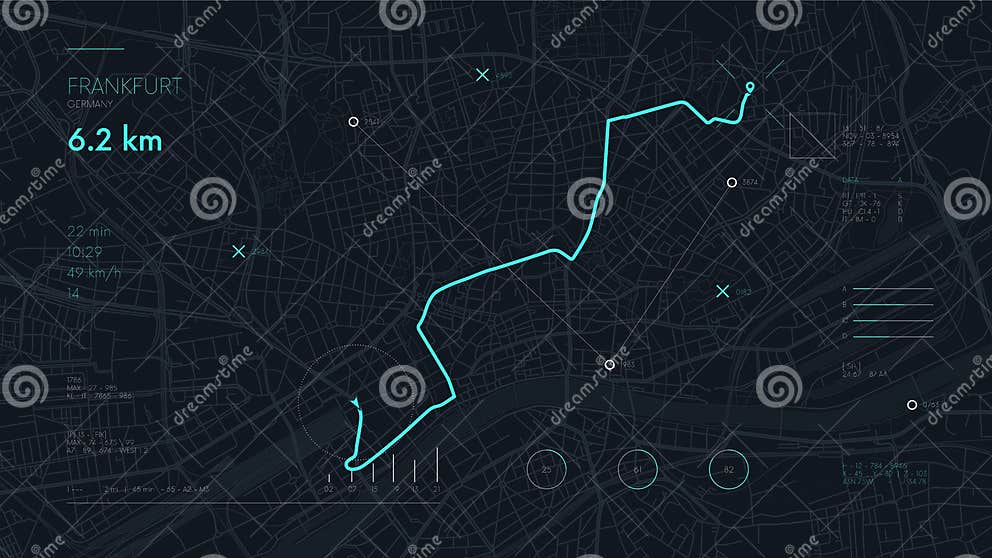Futuristic Navigate Device Dashboard GPS Tracking Map, Futuristic ...