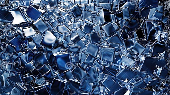 Futuristic Navy Blue and Silver Abstract Pattern, Pixelated Design with ...