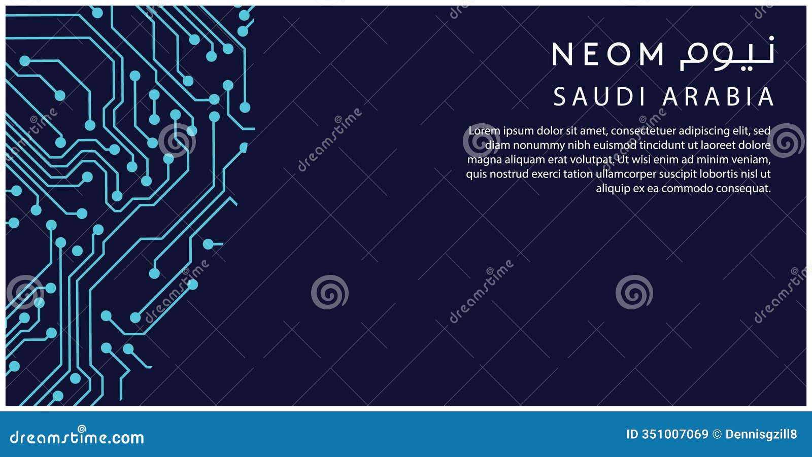 Futuristic NEOM Circuit Design Background Cartoon Vector ...