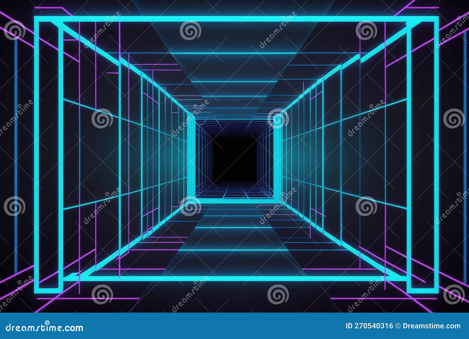Futuristic Neon Colorful Laser Tunnel Stock Illustration - Illustration ...