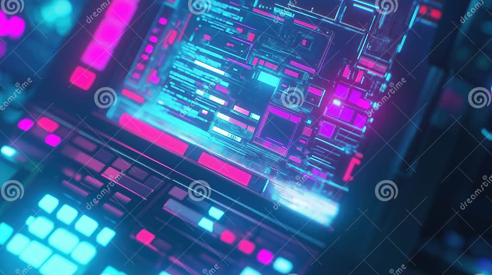Futuristic Neon Control Panel with Digital Interface Stock Image ...