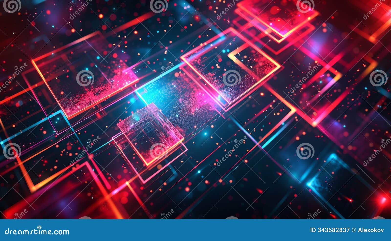 Futuristic Neon Geometric Background with Glowing Particles for Tech or ...