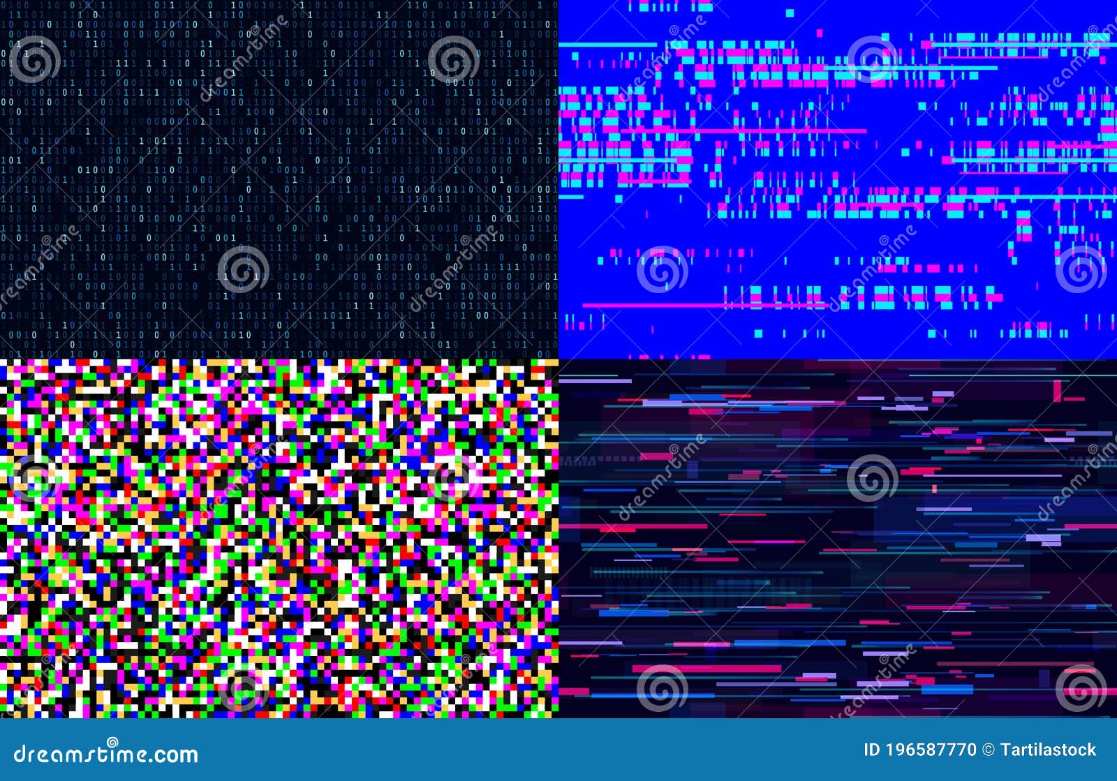 Glitch Seamless Pattern With Video Games Element. Gamer Vector ...