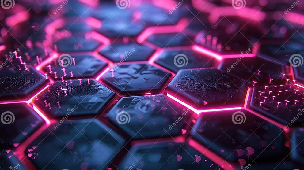 Futuristic Neon Hexagons Background - Digital Design Element for ...