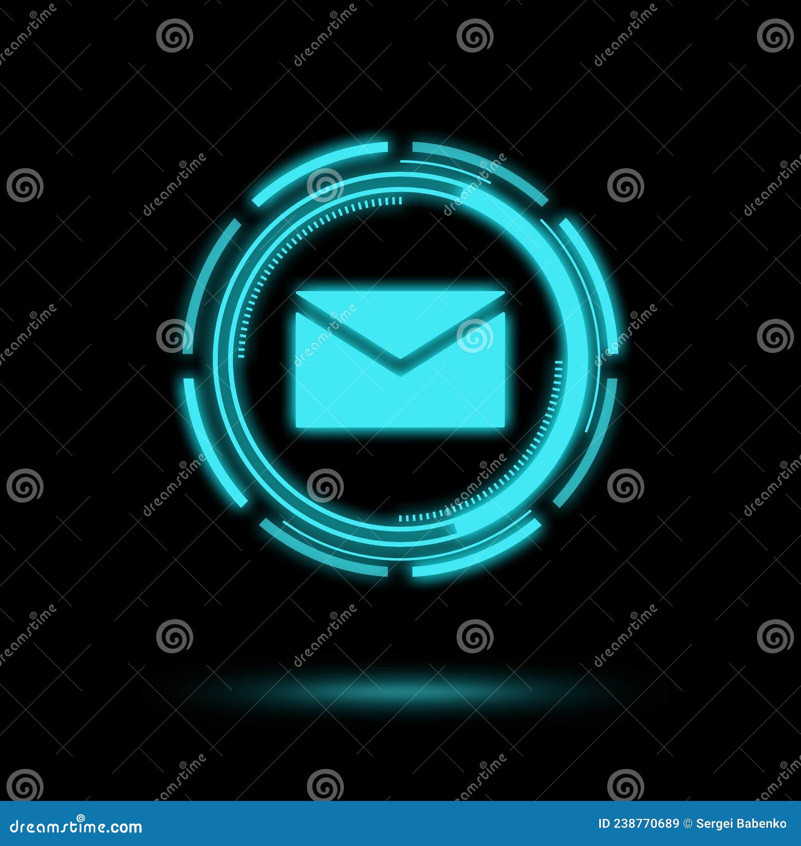 Futuristic Neon Hologram Email and Envelope Icon. Stock Illustration ...