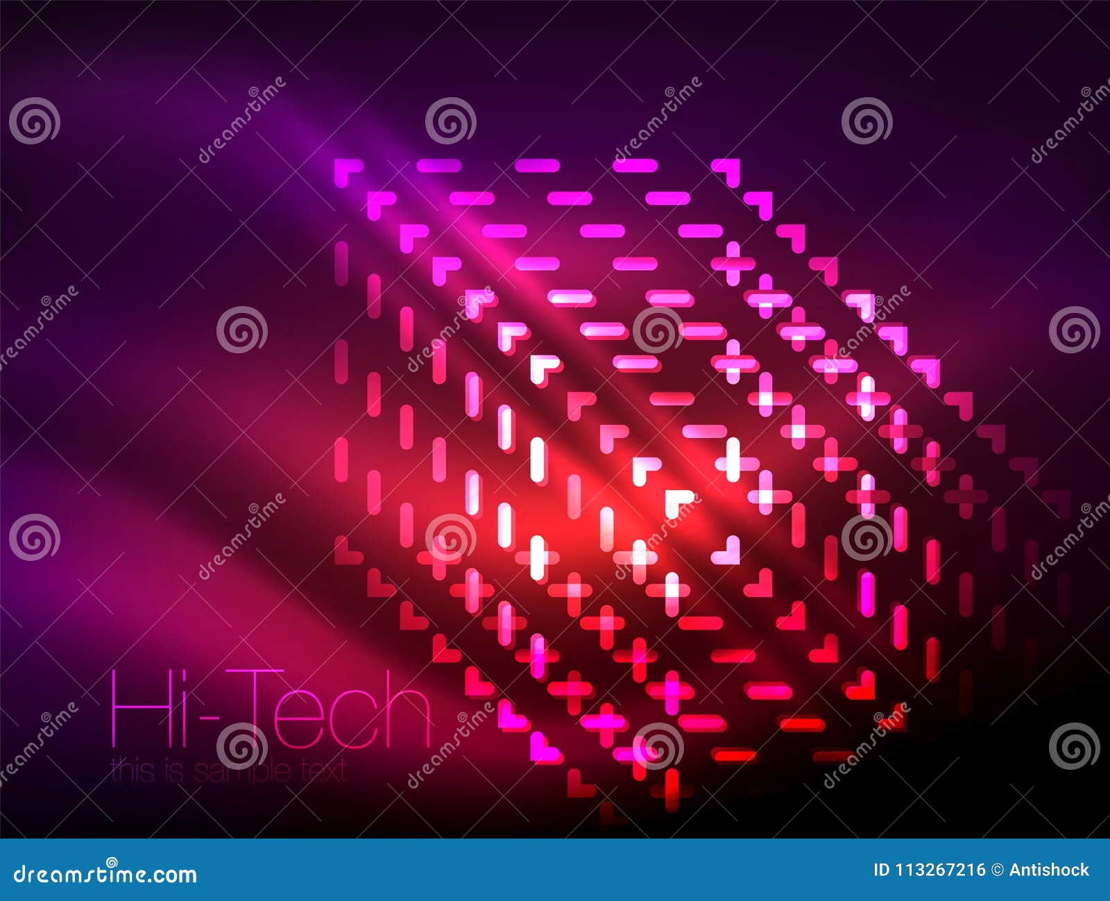 Futuristic Neon Lights on Dark Background, Digital Abstract Techno ...