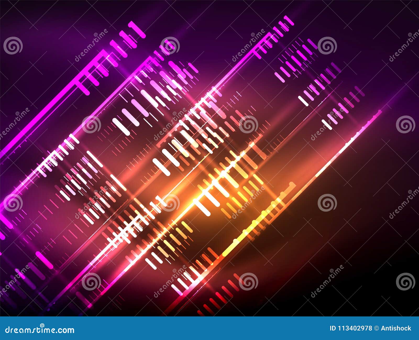 Futuristic Neon Lights on Dark Background, Digital Abstract Techno ...