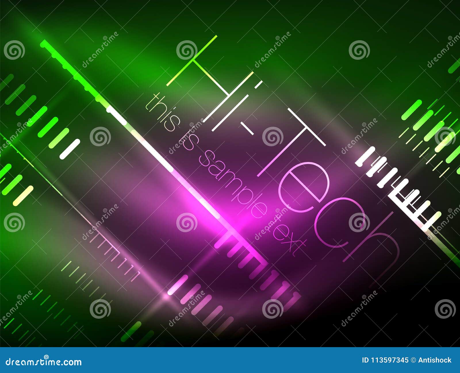 Futuristic Neon Lights on Dark Background, Digital Abstract Techno ...