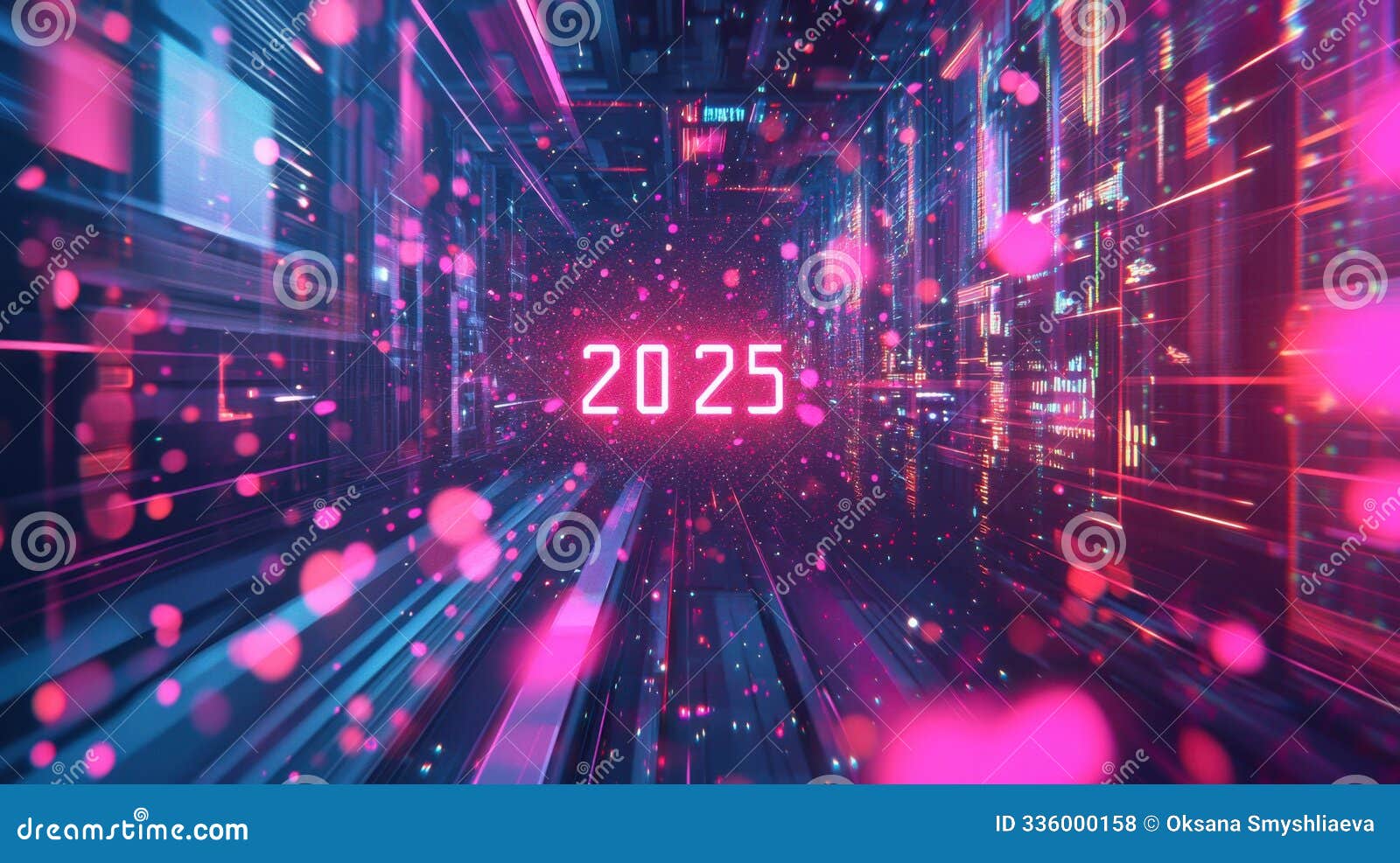 Futuristic 2025 Neon Sign With Vibrant Glowing Effects Stock Image ...