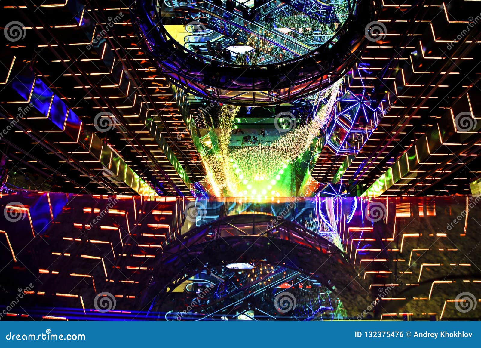 Futuristic Neon Line and Design of Modern Building. Stock Photo - Image ...