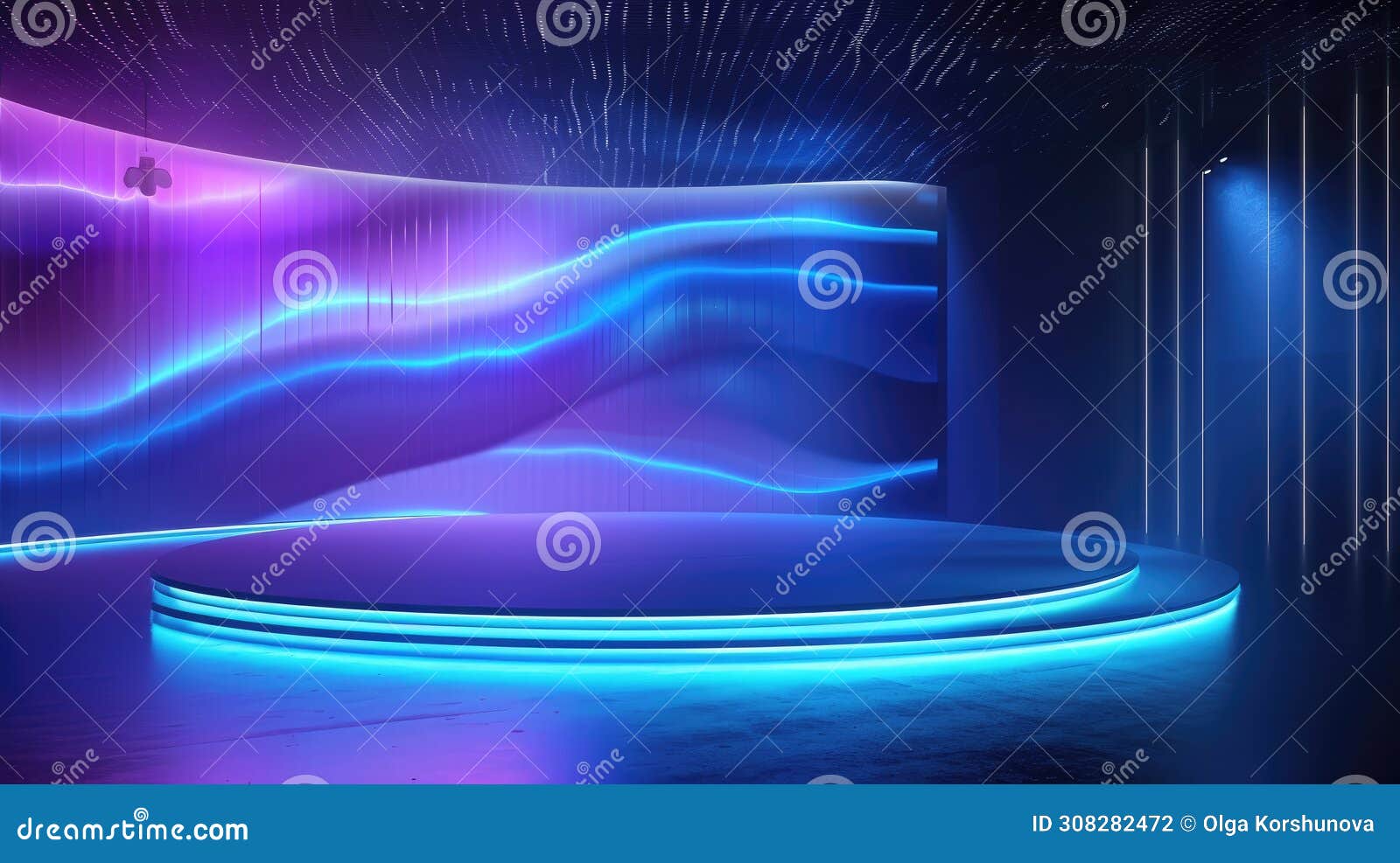 Futuristic Neon-Lit Stage for Dynamic Presentations and Displays Stock ...