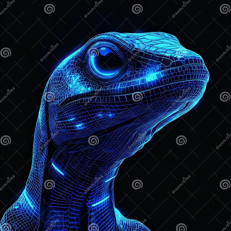 Futuristic Neon Lizard with Digital Glow Stock Photo - Image of cyber ...