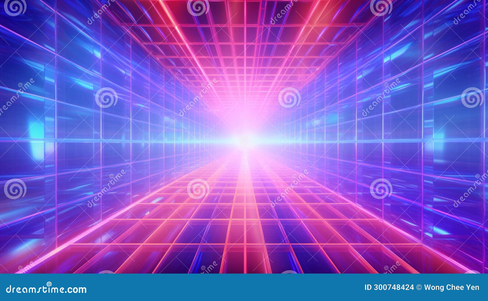 Perspective Room With Black Grid. 3D Linear Floor And Empty Interior ...