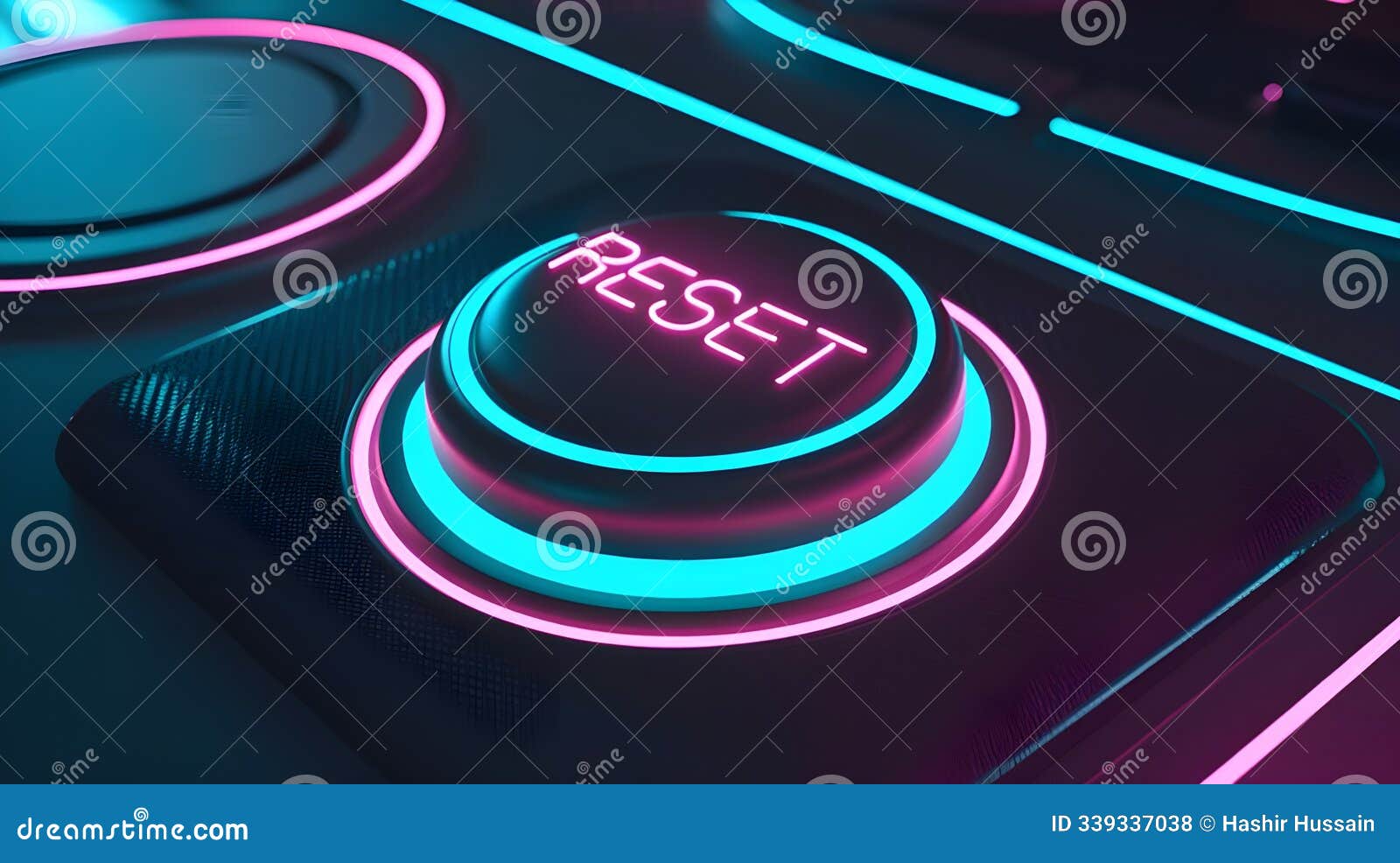 Futuristic Neon Reset Button Interface Concept Stock Illustration ...