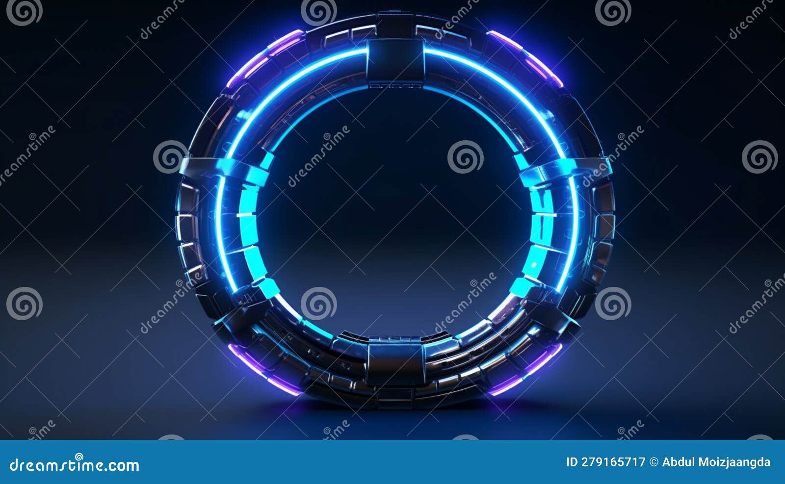 Futuristic Neon Ring Frame with UV Lighting Stock Illustration ...