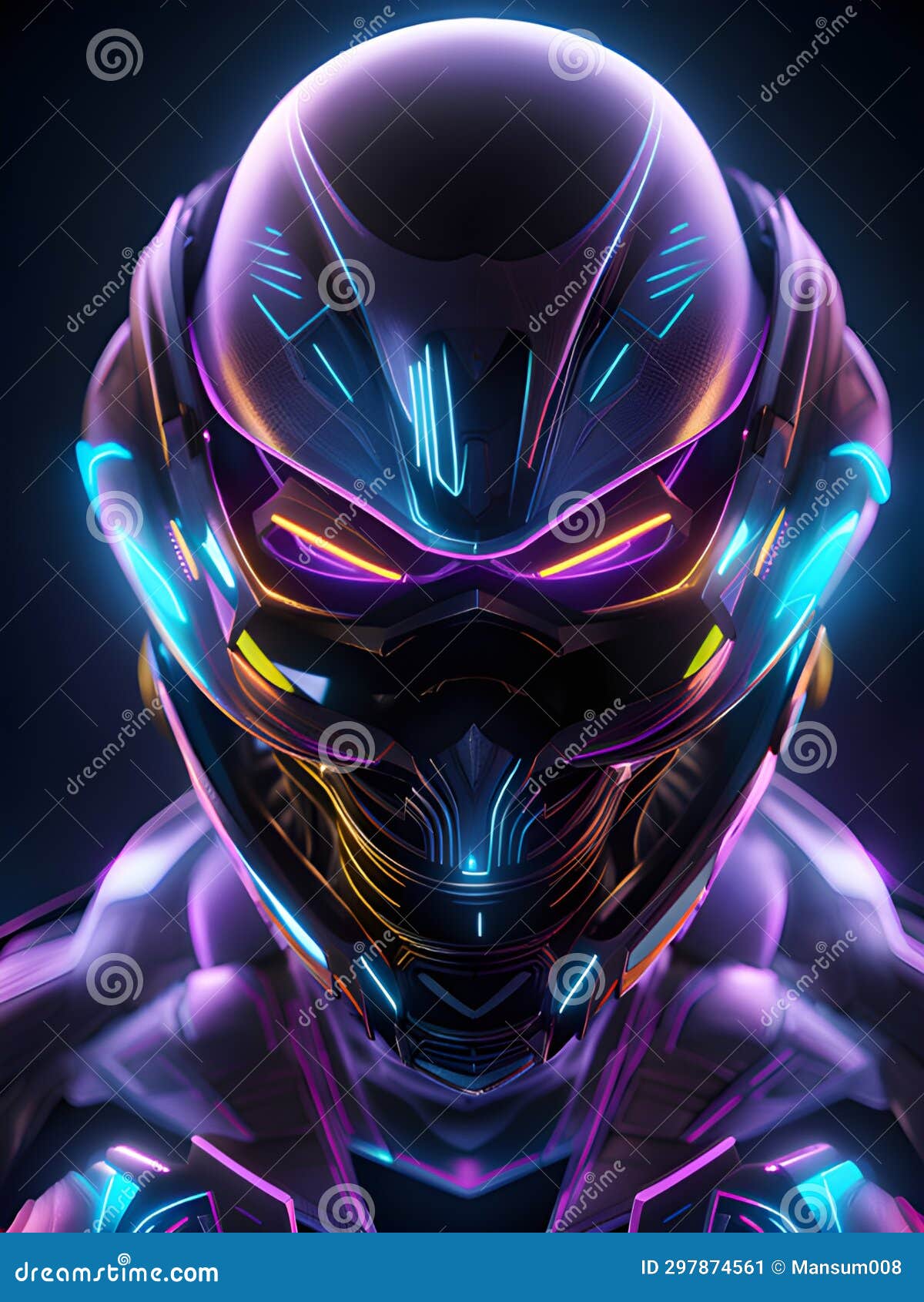 Futuristic Neon Robot, Cyberpunk Futuristic Sci - Fi Background, 3d ...