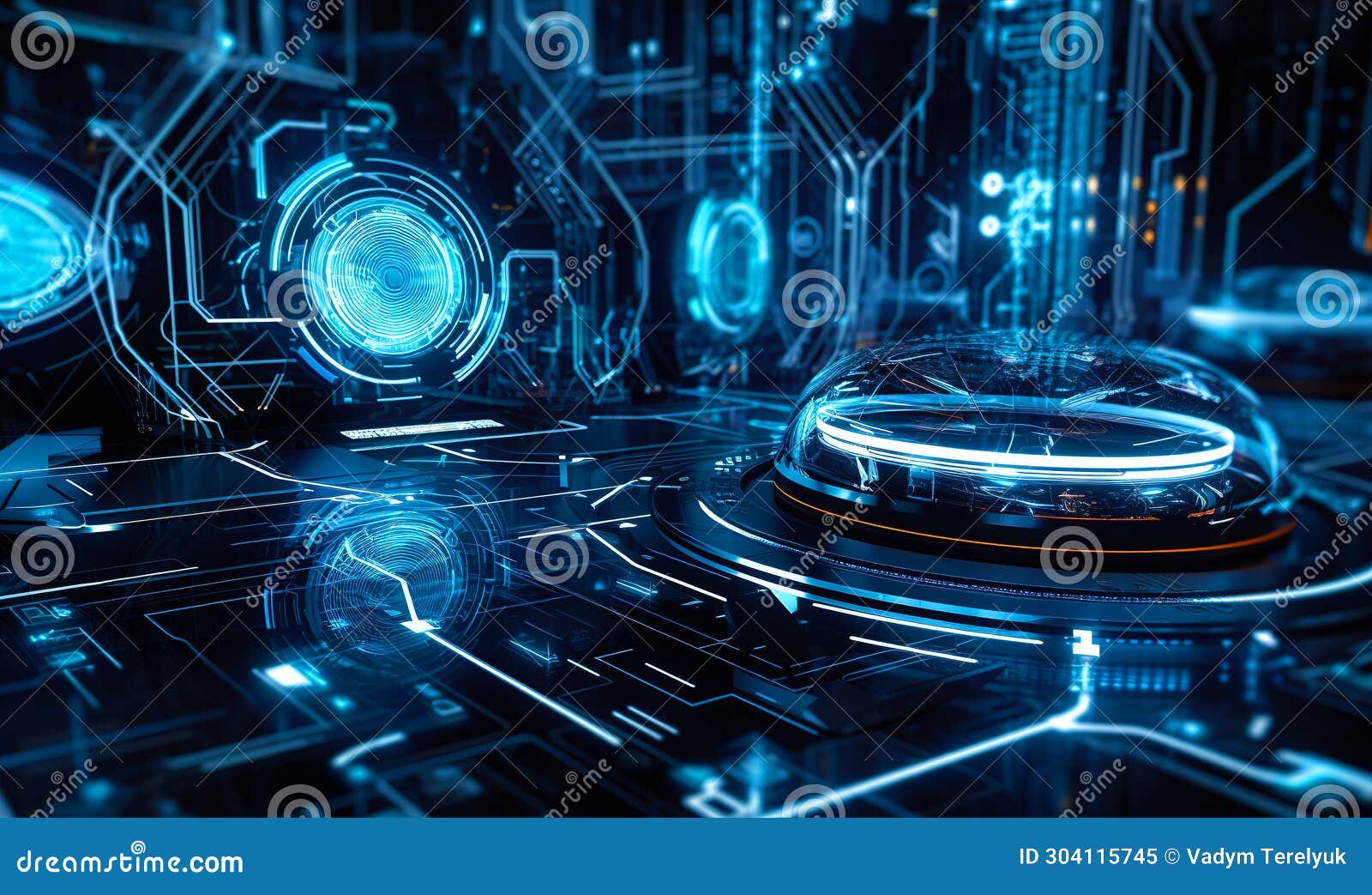 Futuristic Neon Room. Modern Technologies Light Glowing. Generative AI ...