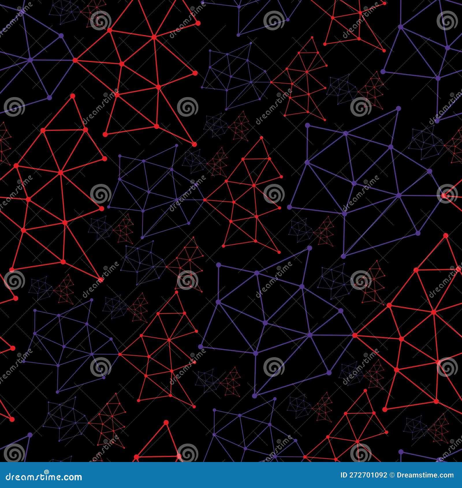 Futuristic Neon Seamless Pattern with Light. Blue and Red Lines, Dots ...