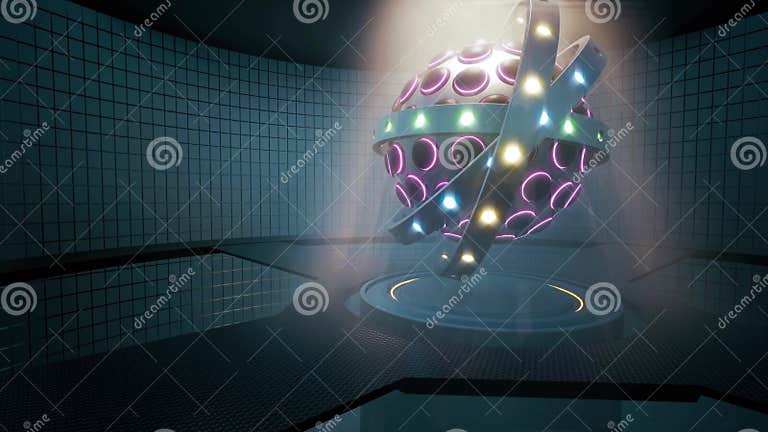 Futuristic Neon Sphere Reactor Science Scene Volume Light 3d Stock ...