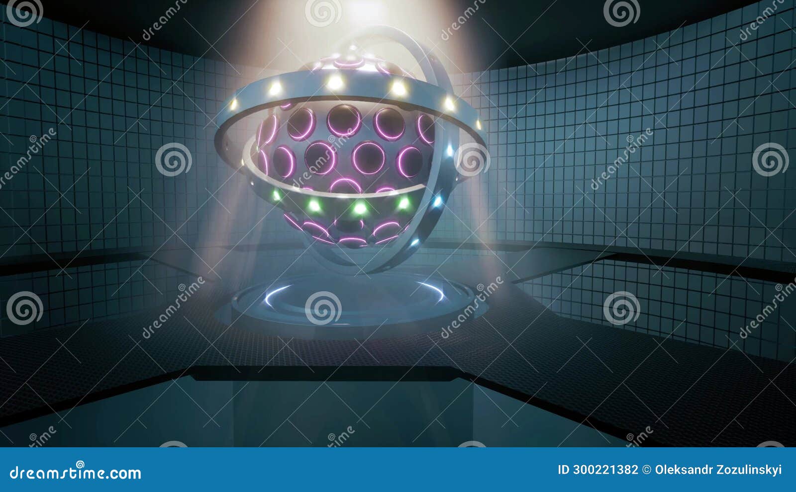 Futuristic Neon Sphere Reactor Science Scene Volume Light Stock Footage ...