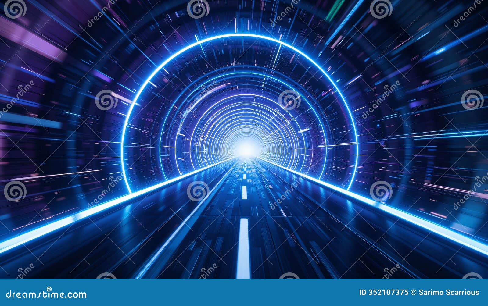 Futuristic Neon Tunnel Visual Experience Stock Illustration ...