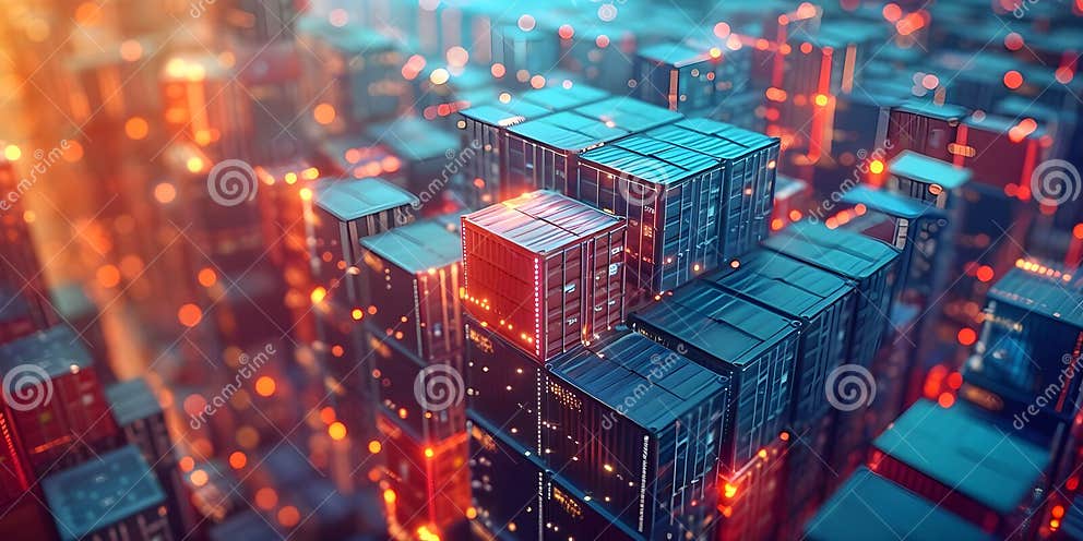 Futuristic Network of Cargo Containers Symbolizing Global Logistics and ...