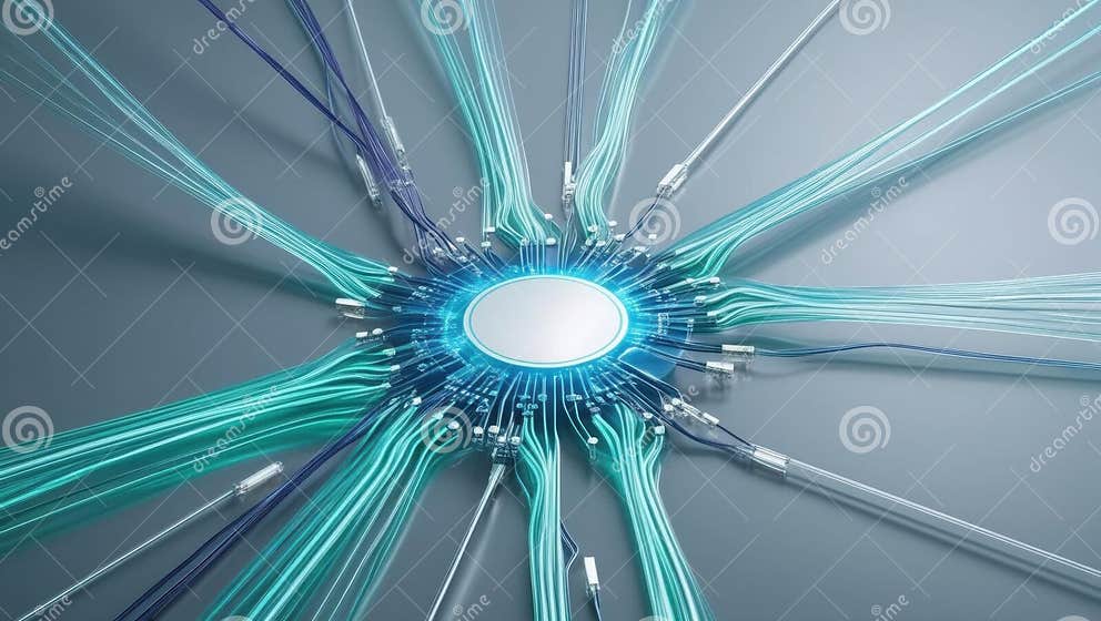 Futuristic Network Design with Glowing Fiber Optics and Fluid Digital ...